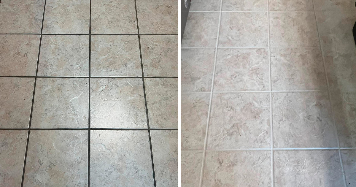 Our Professional Grout Cleaning Delivers a Kitchen Floor Makeover in ...
