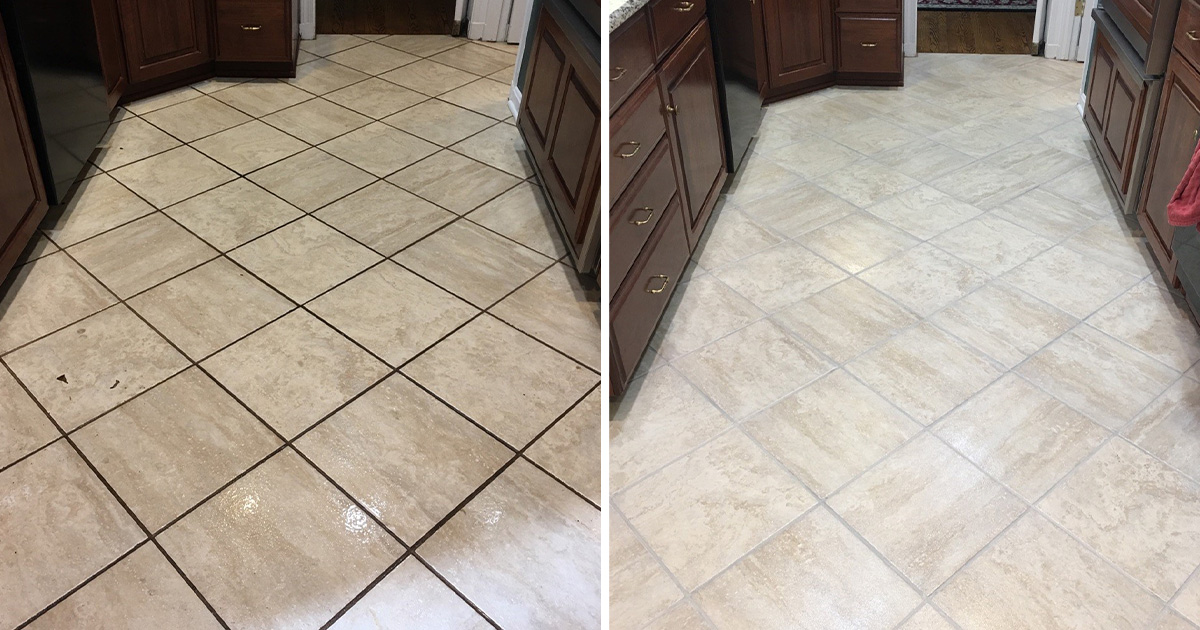 This Kitchen Floor Shows the Expertise of Our Tile and Grout Cleaners